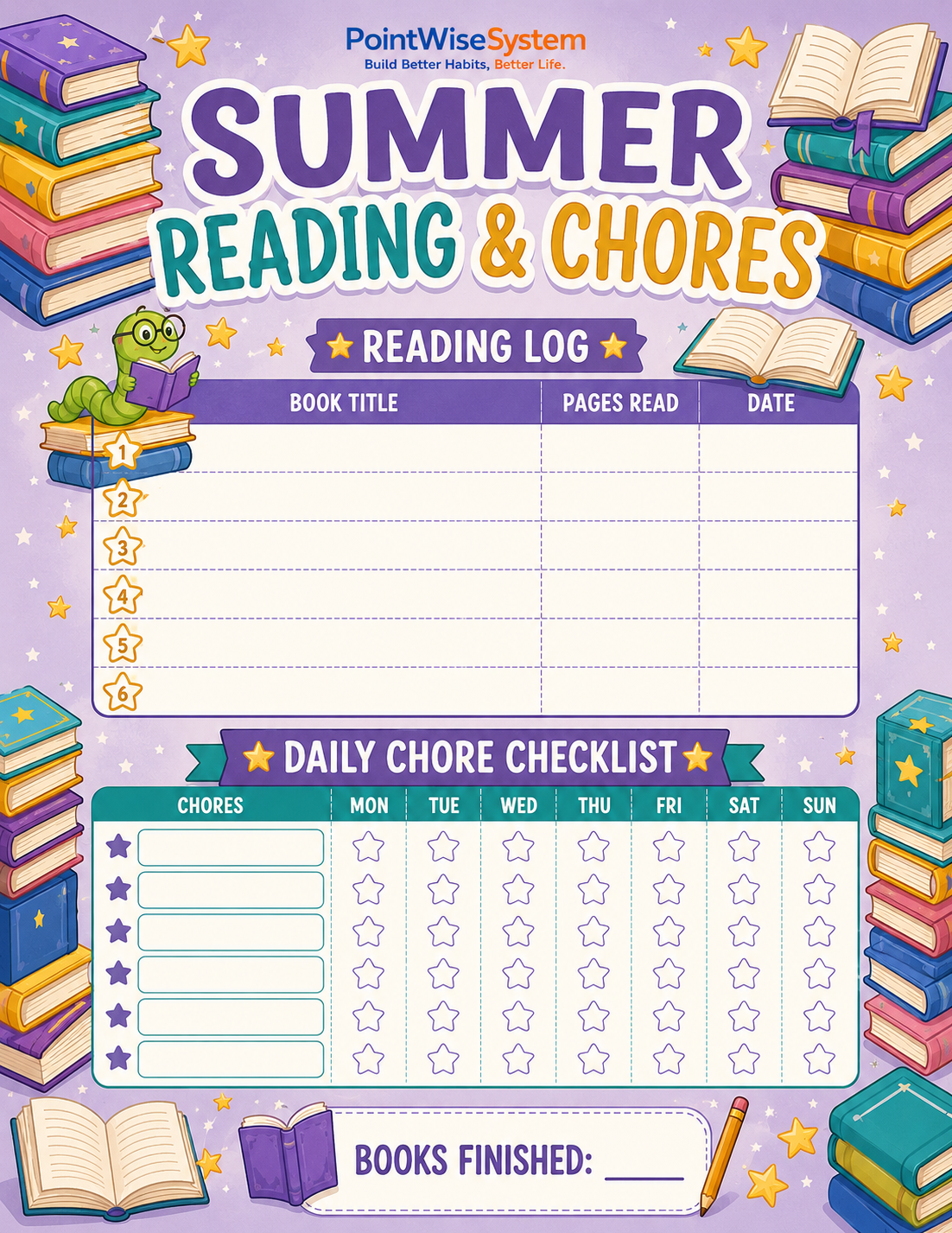 9 Free Printable Summer Chore Chart Templates for Kids (PDF Download ...